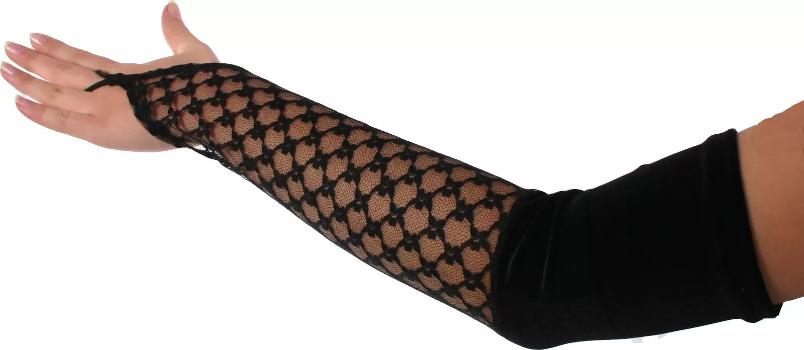 Gothic Black Fingerless Flair Bridal Bridesmaid Prom Opera Long Gloves ...