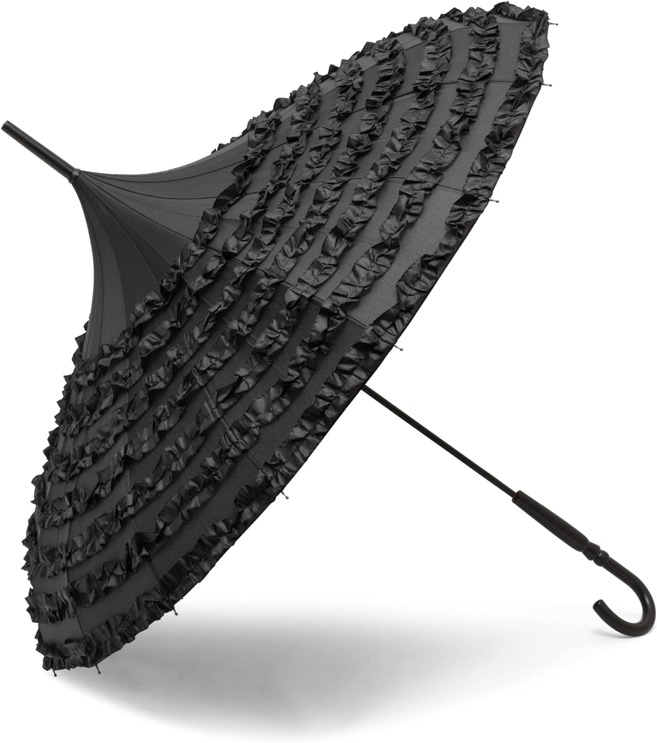 Gothic Black Lace Pagoda Umbrella - Elegant Victorian Parasol for Sun ...
