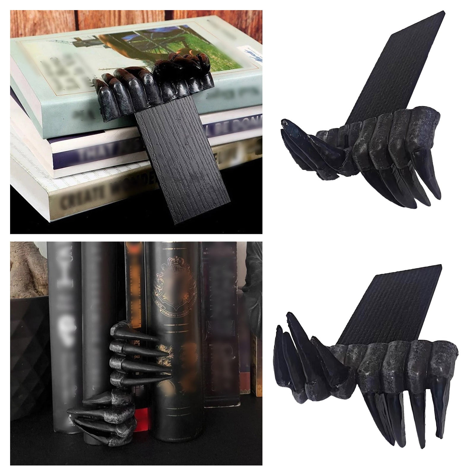 Gothic Bookends 3D Demon Hand Bookmark, Resin Claw Book Holder for ...