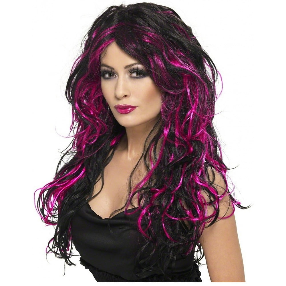 Gothic Bride Wig Adult Pink Halloween Costume Accessories One Size ...