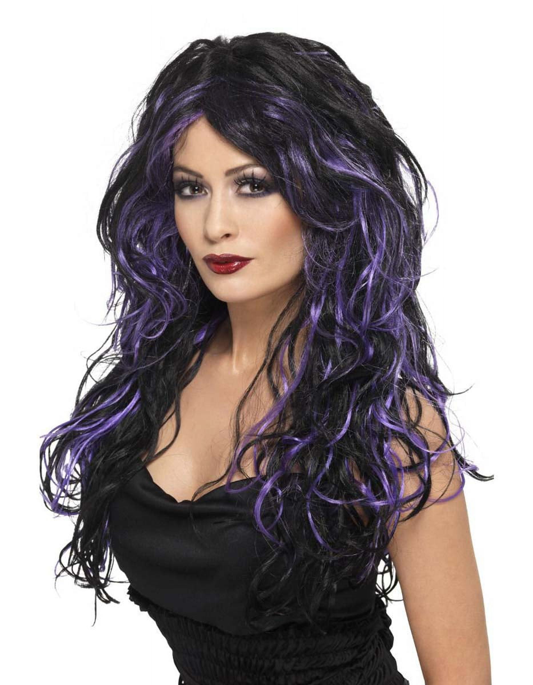 Gothic Bride Wig Adult Purple Ladies Wigs One Size Female Fancy Dress ...