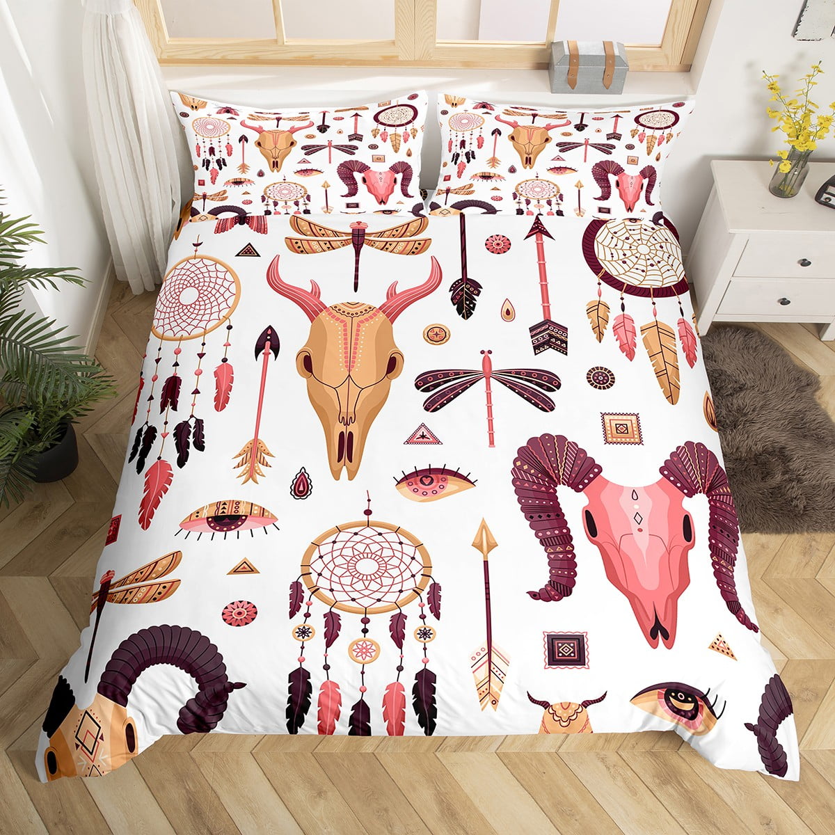 Gothic Bull Skull Bedding Set Exotic Dream Catchers Comforter Cover ...