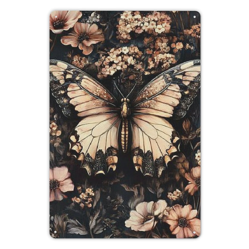 Gothic Butterfly Retro Wall Decor Metal Tin Sign 8" x 12" Butterfly ...