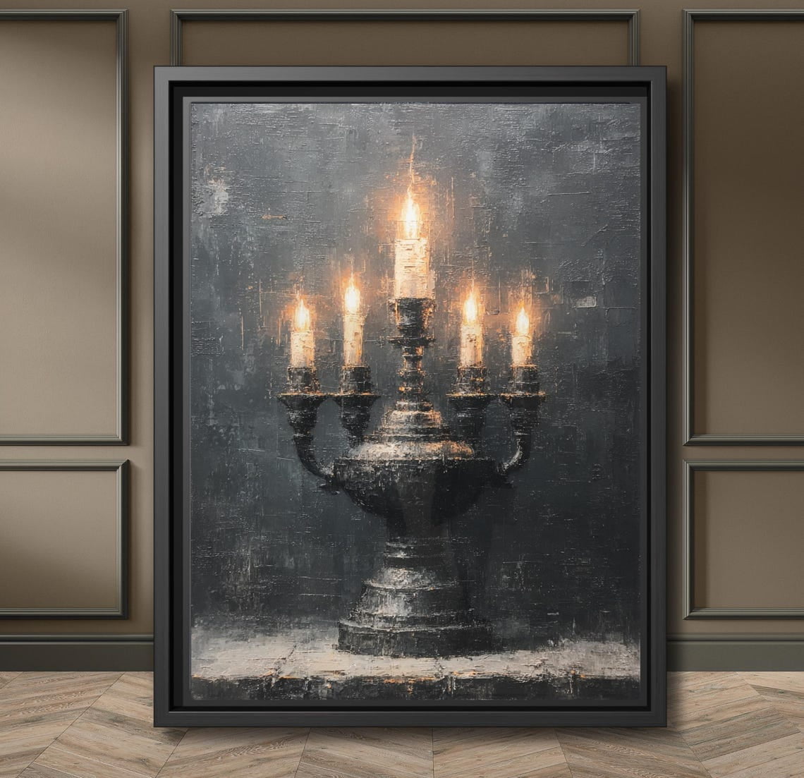 Gothic Candlelight Candelabra Poster Menorah Moody Black Wall Art, Dark ...