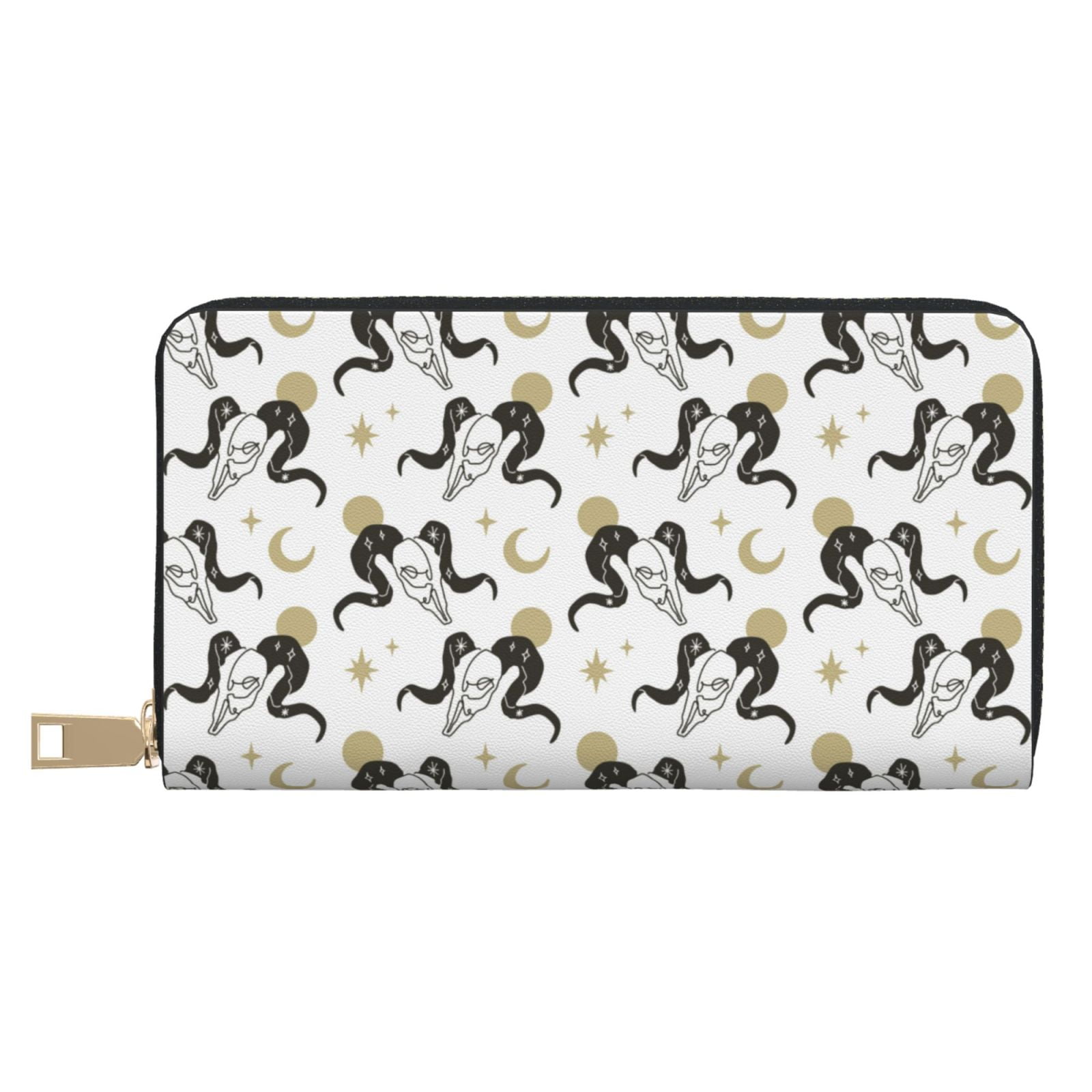 Gothic Cartoon Cool Goat Skull Wallet Women, Leather Bifold Multi Card ...