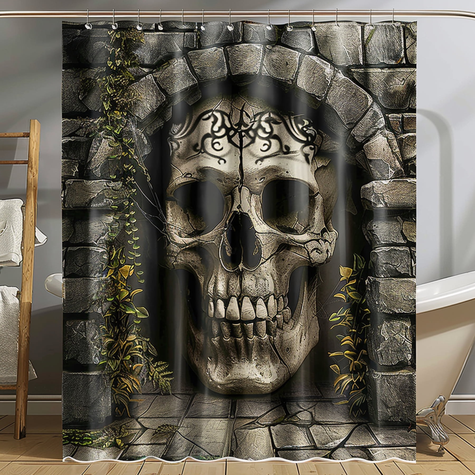 Gothic Castle Gate Shower Curtain Dark Grunge Stone Wall Decor with ...