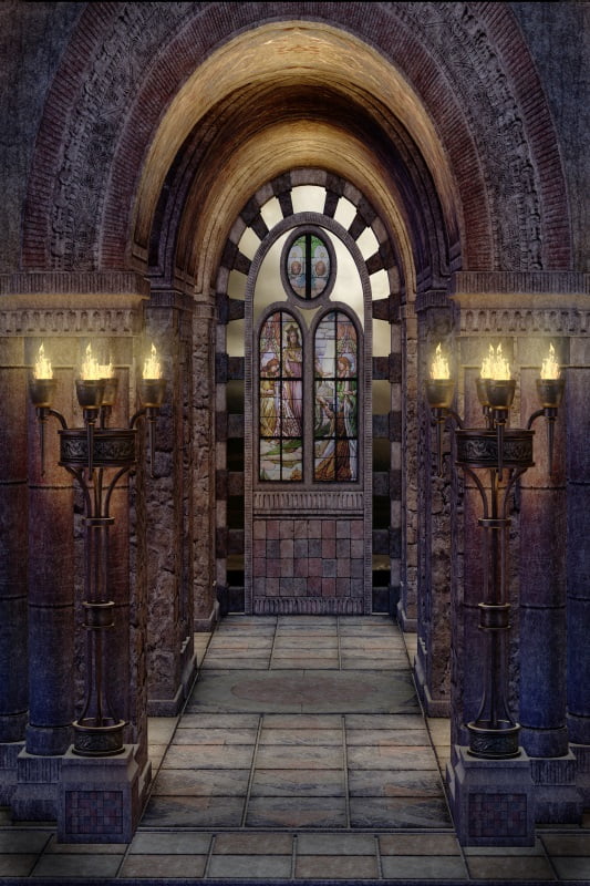 Gothic Castle Photography Backdrop Ancient Stone Wall Columns Arches ...