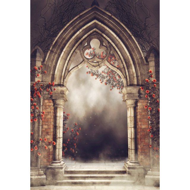 Gothic Castle Photography Backdrop Ancient Stone Wall Columns Arches ...