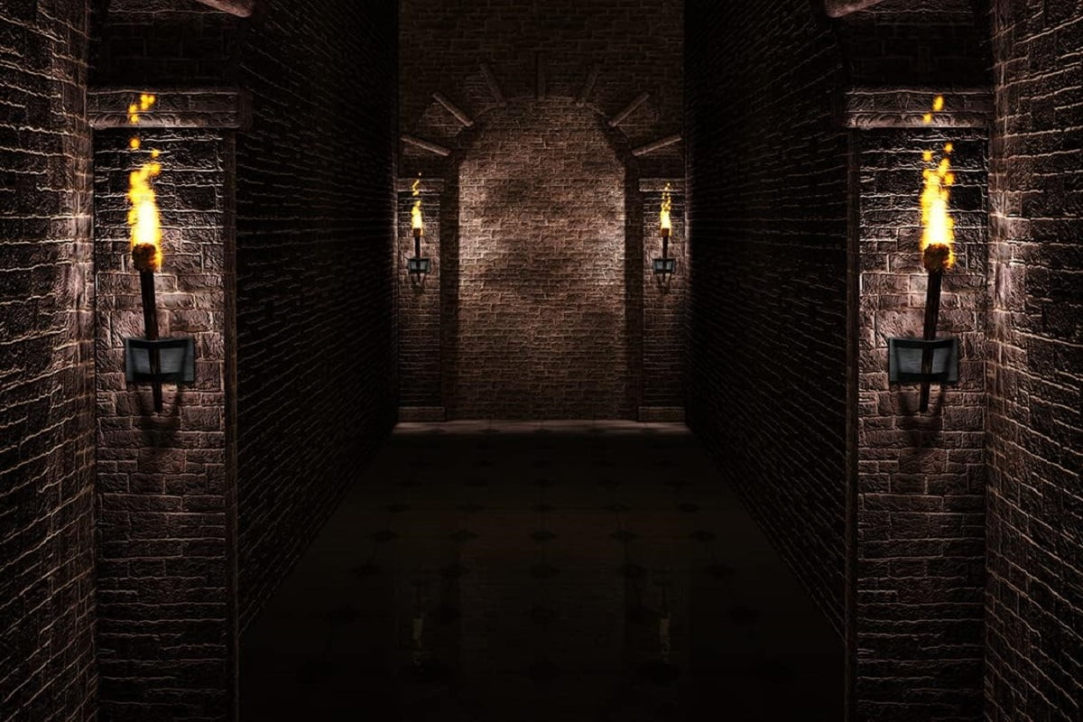 Gothic Castle Photography Background Black Brick Stone Wall Arches ...