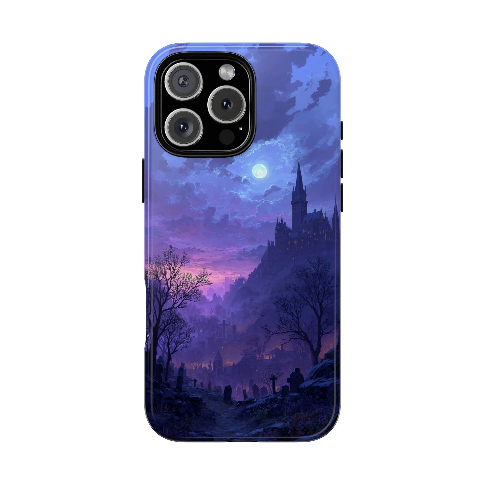Gothic Castle Purple Graveyard Illustration Phone Case for iPhone 17 ...