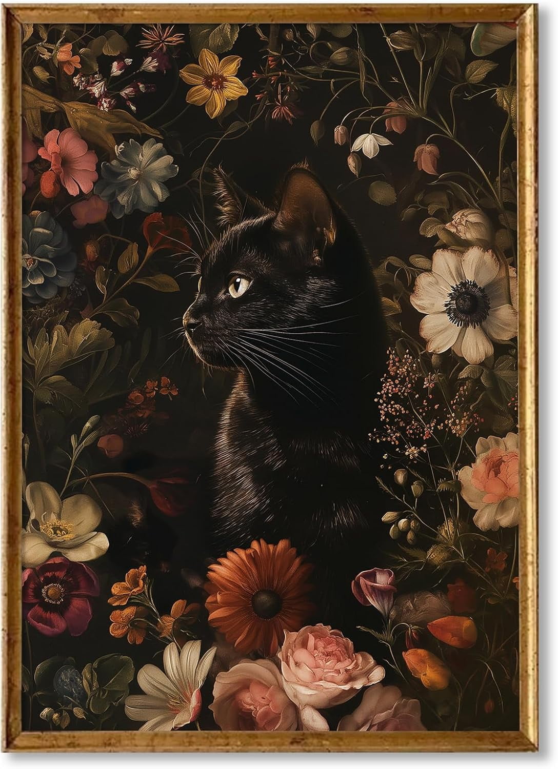 Gothic Cat Canvas Wall Art Moody Animal Print Cat Artwork Black Cat ...