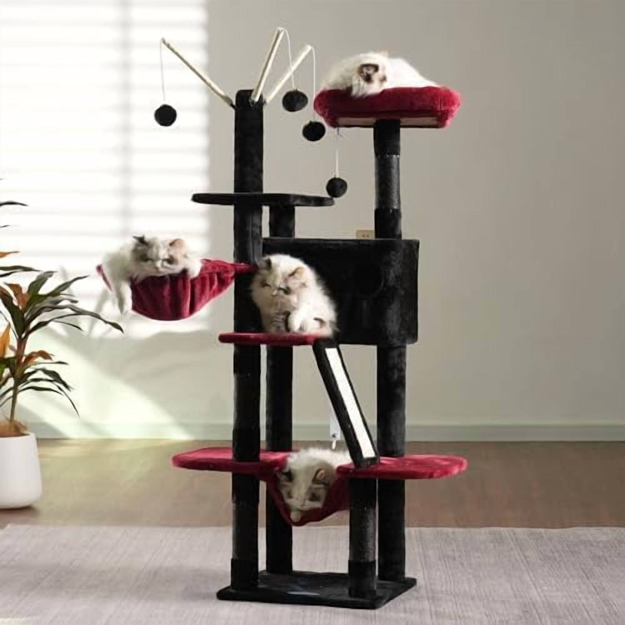 Gothic Cat Tree, 53 inch Cat Tower for Indoor Cats, Cat House with ...