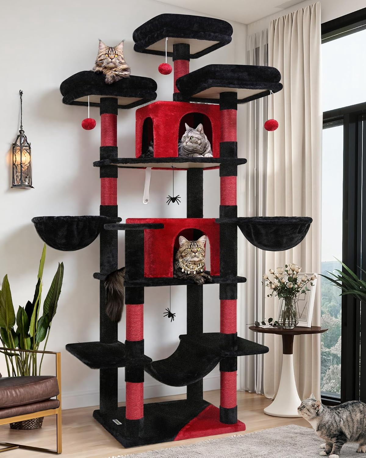 Gothic Cat Tree, 80inch Goth Cat Tower for Indoor Cats Multiple Adult ...