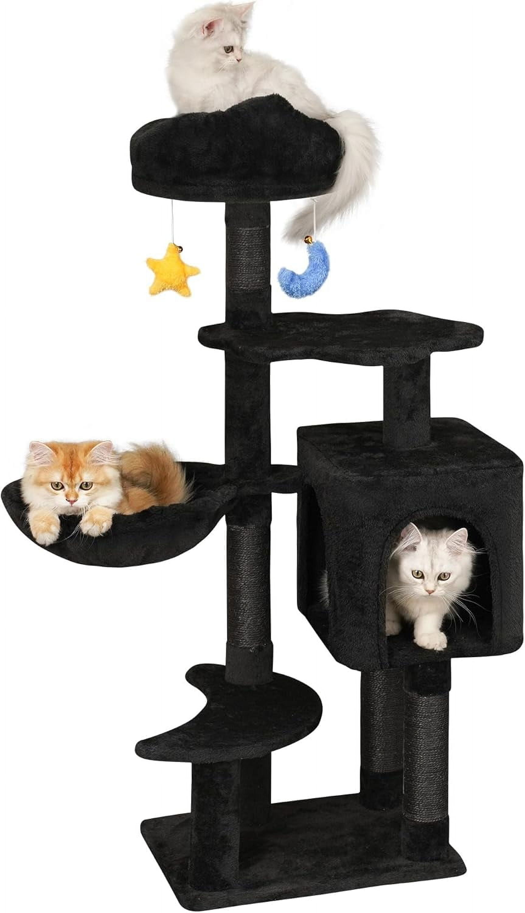 Gothic Cat Tree with Cat Condo for Indoor Cats, 43" Cute Cat Tower with ...