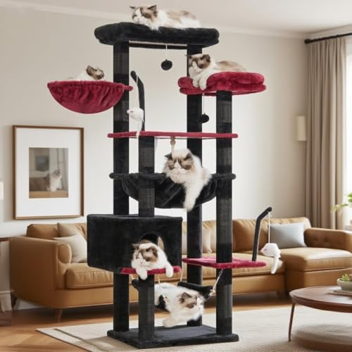 Gothic Cat Tree, Cat Tower for Large Cats with 2 Big Platforms, 2 ...