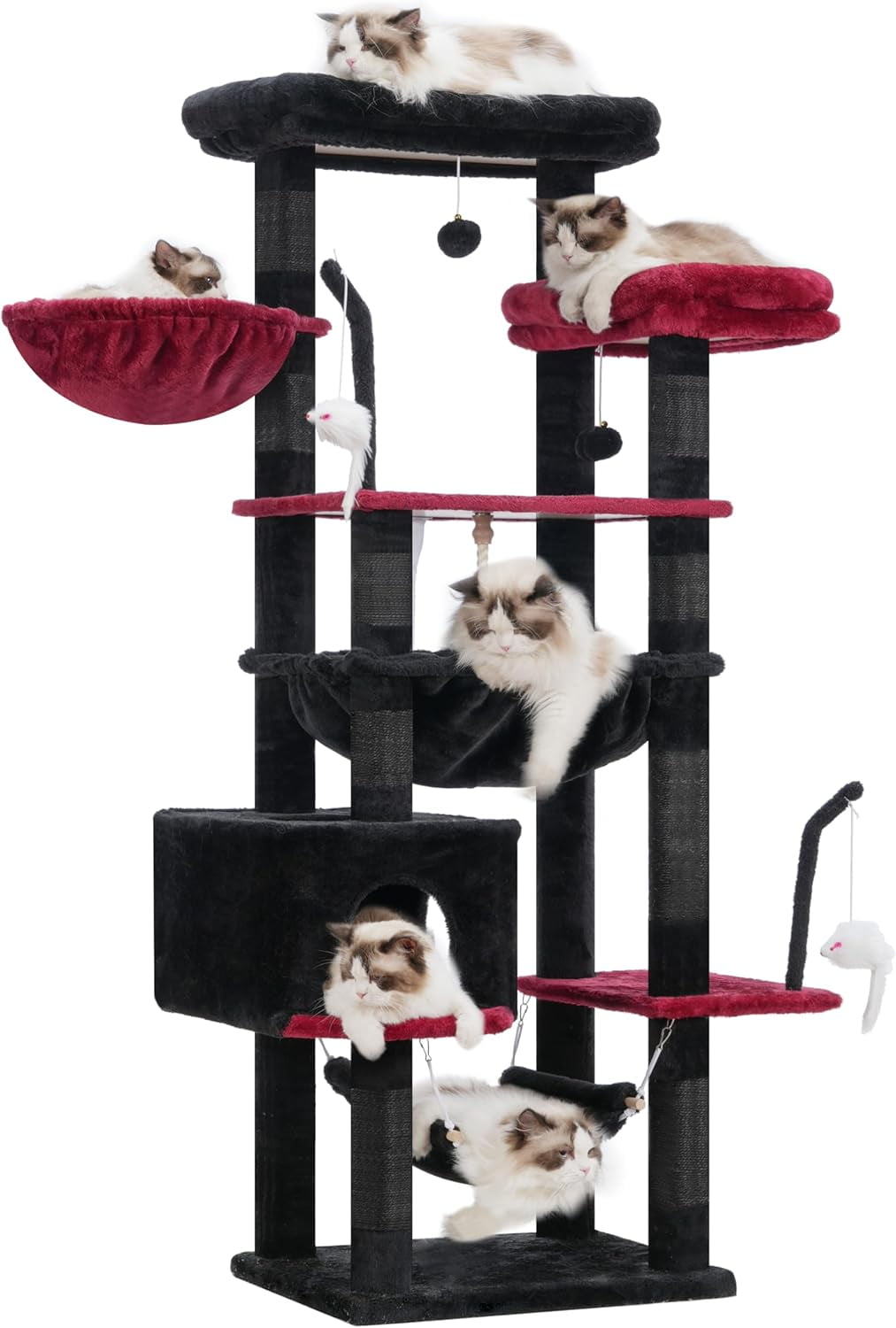 Gothic Cat Tree, Cat Tower for Large Cats with 2 Big Platforms, 2 Baskets, condo and Toys, 63 ...