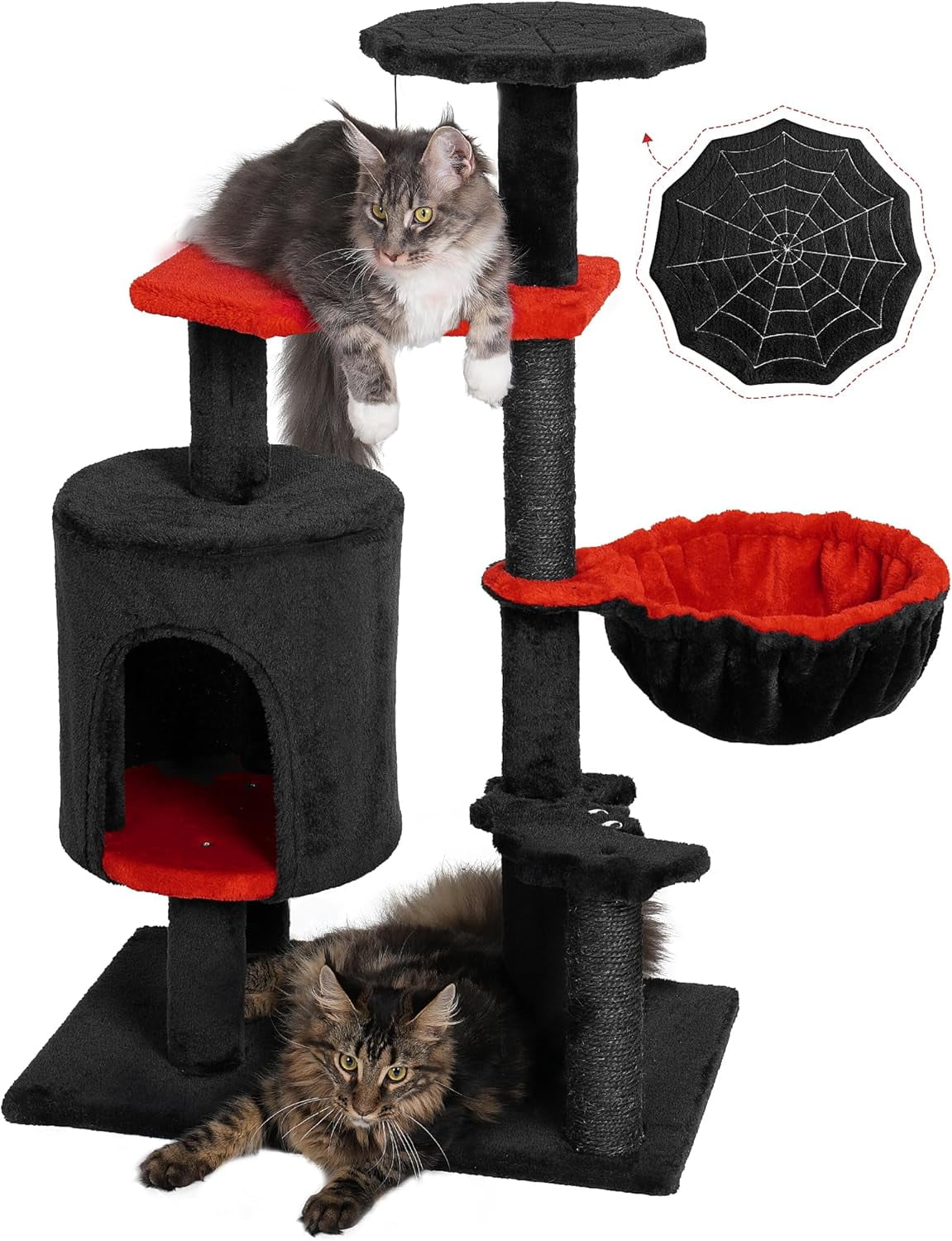 Gothic Cat Tree with Coffin Bed, 41.2'' Goth Cat Tower with Scratching ...