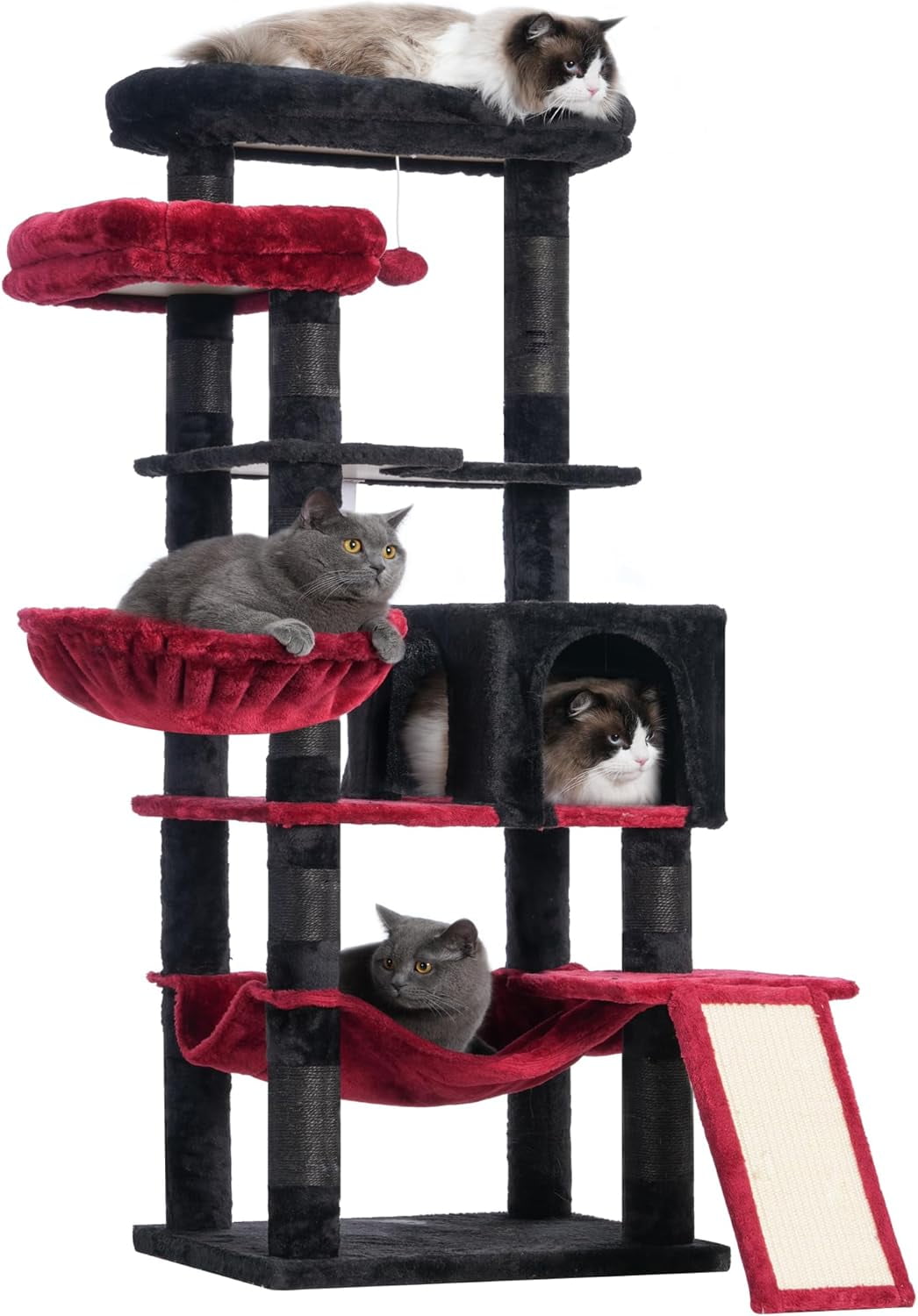 Gothic Cat Tree with Scratching Post, 57 inch Cat Tower for Indoor Cats ...