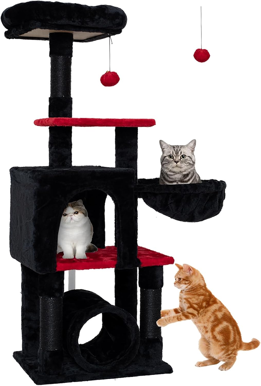 Gothic Cat Tree for Indoor Cats, 49in Multi-Level Cat Cilmbing Tower ...