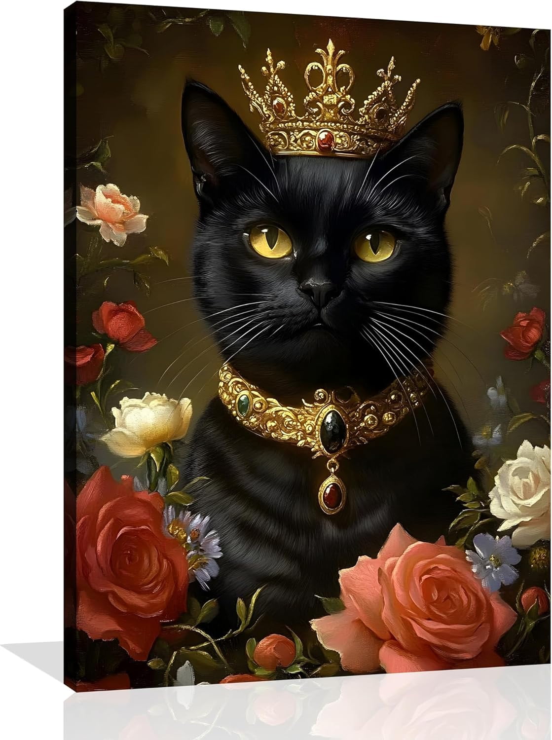 Gothic Cat Wall Art Funny Cat Canvas Poster for Wall Halloween Cat With ...