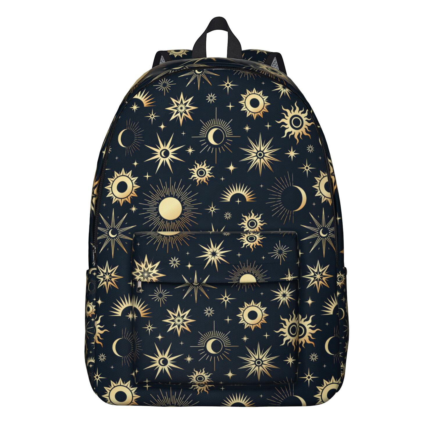 Gothic Celestial Backpack, Waterproof School Bag with Dark Moon and ...