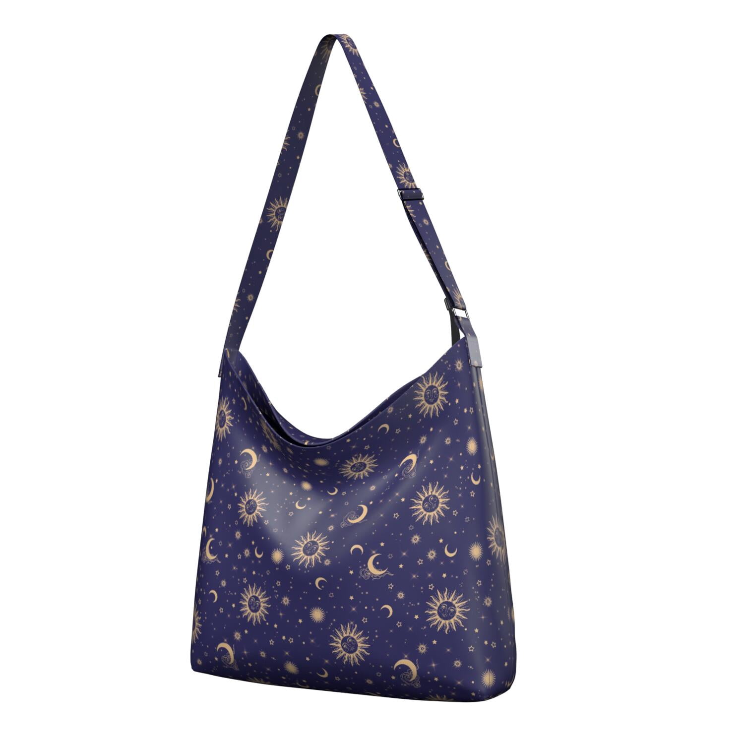 Gothic Celestial Canvas Tote Bag – Starry Night Moon and Solar Eclipse ...