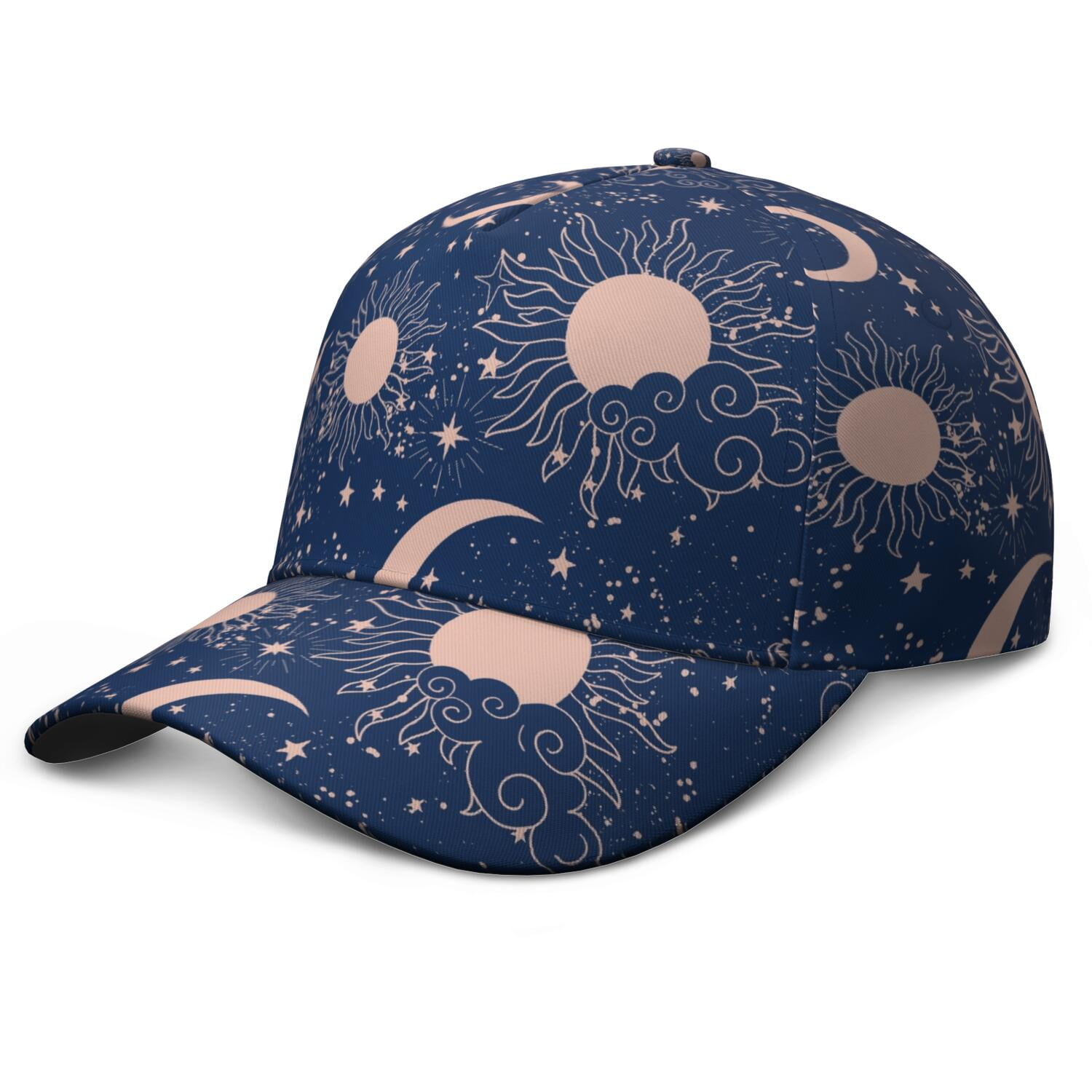 Gothic Celestial Print Baseball Cap - Adjustable Snapback Sun Moon Star ...