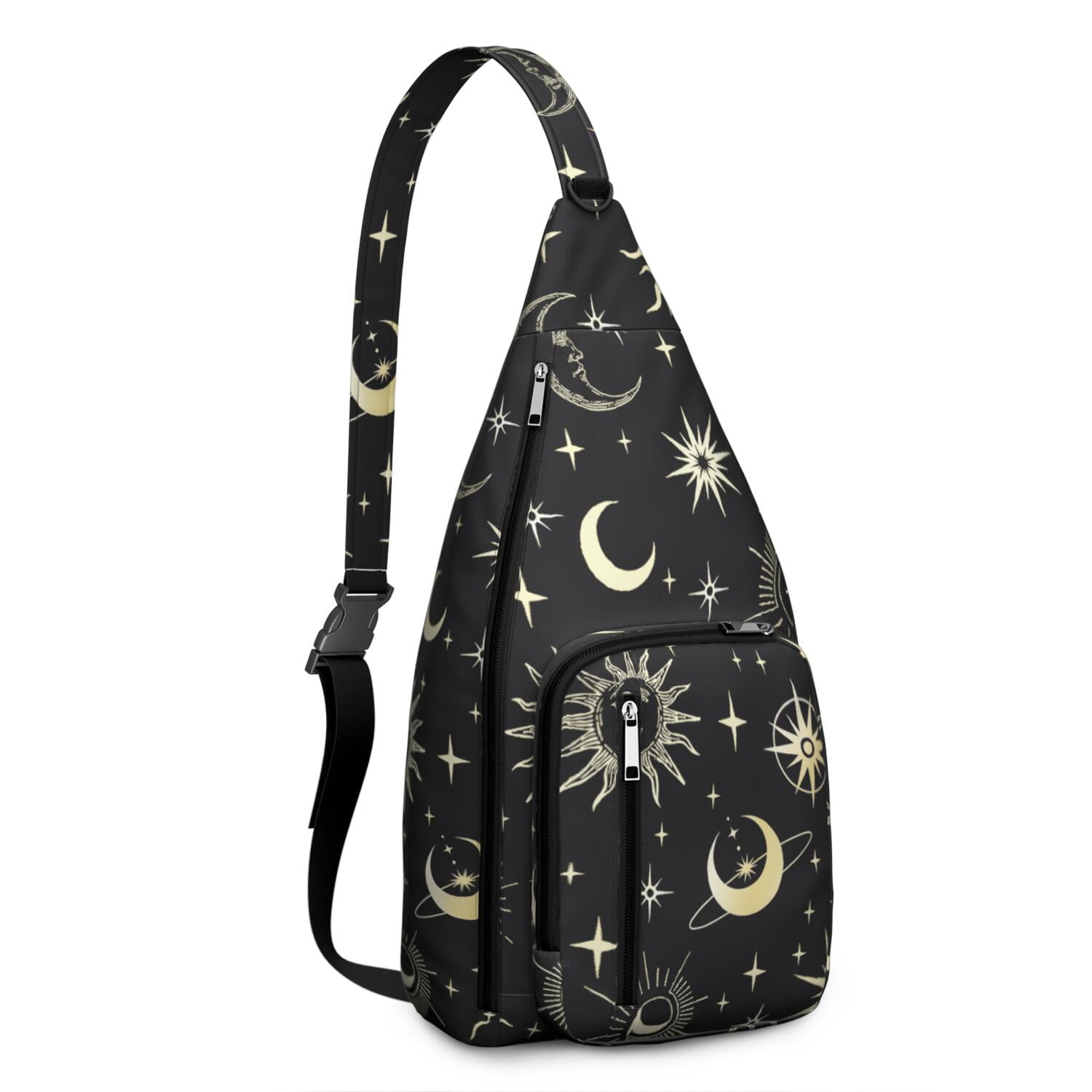 Gothic Celestial Sling Backpack - Dark Moon & Sun Design, Multi ...