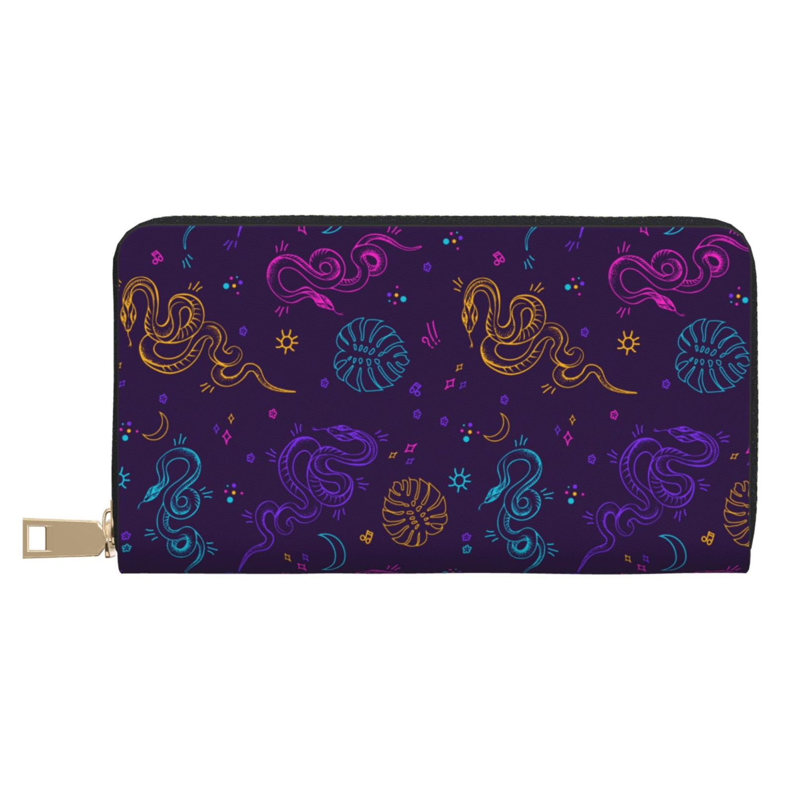 Gothic Colorful Snake Monstera Wallet Women, Leather Bifold Multi Card ...