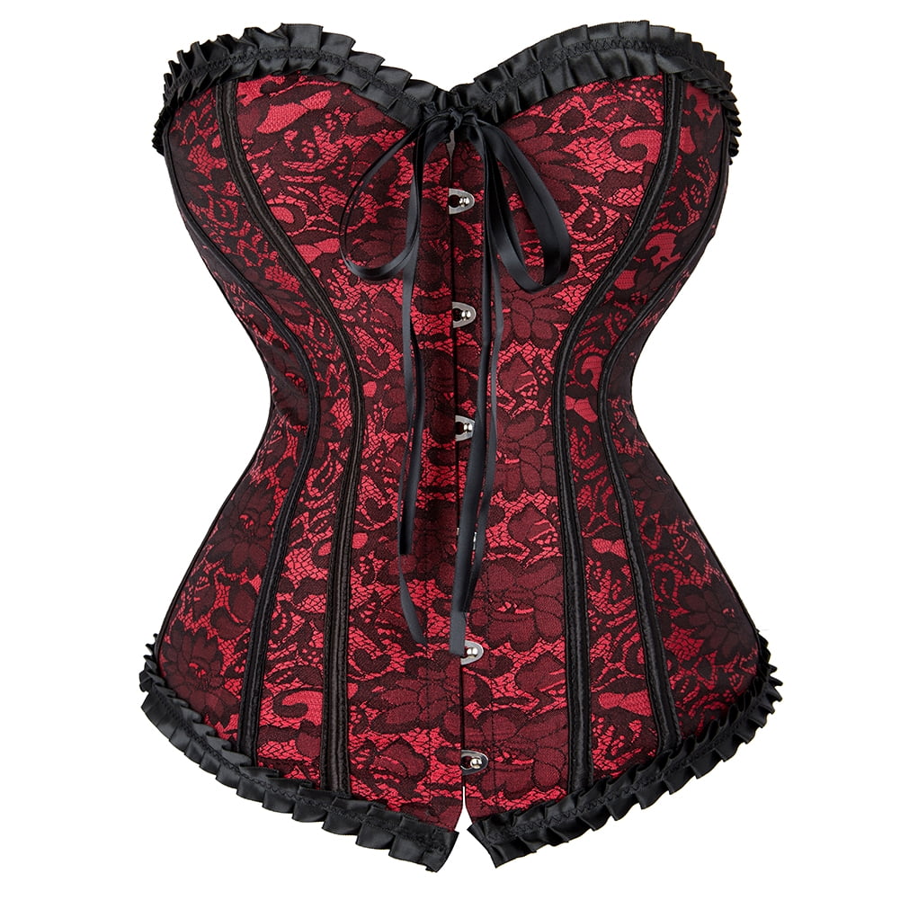 Gothic Corset Overbust Lace up Corset For Women Corsets Bustier Top ...