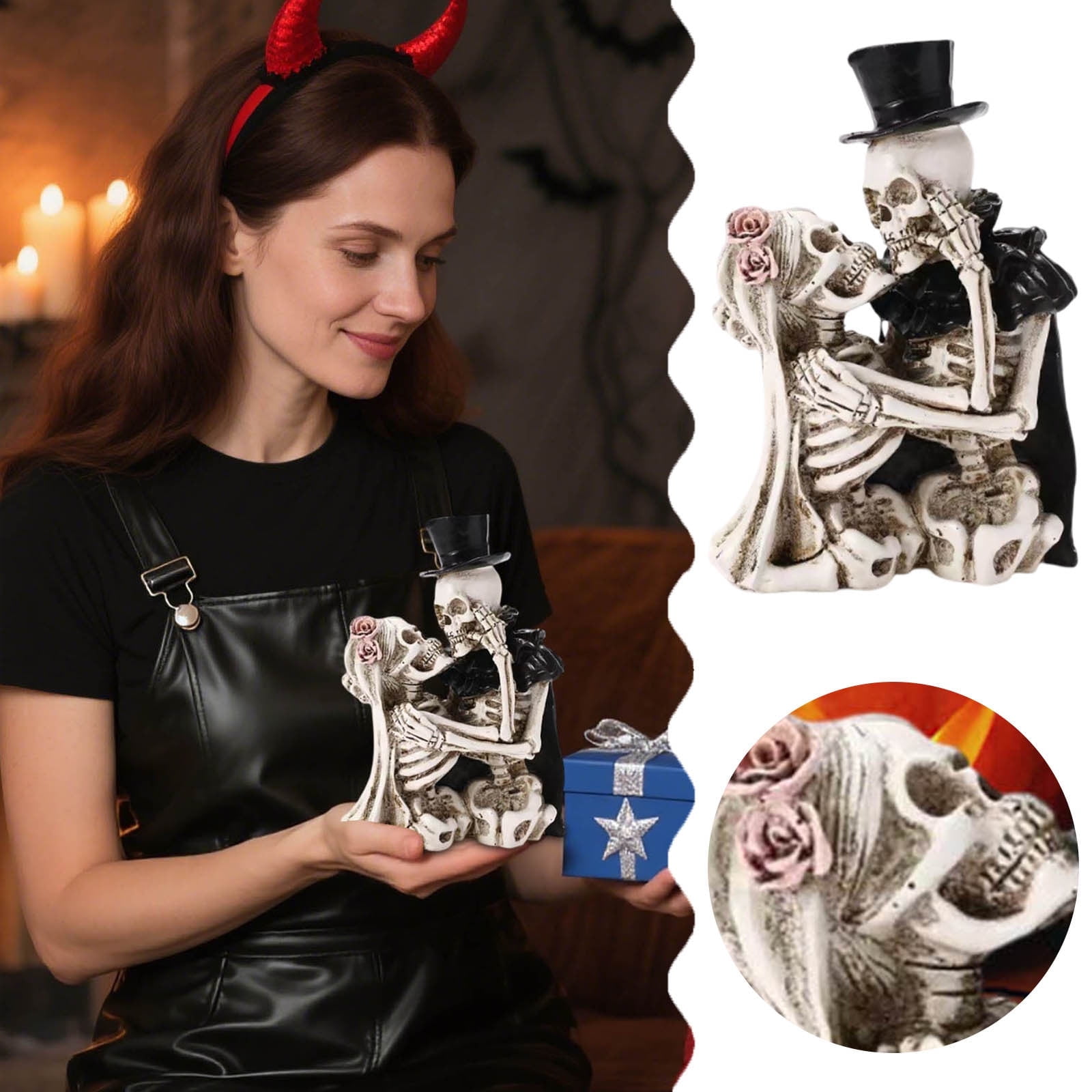 Gothic Couple Statue Desktop Ornament Unique Halloween Home Dark ...