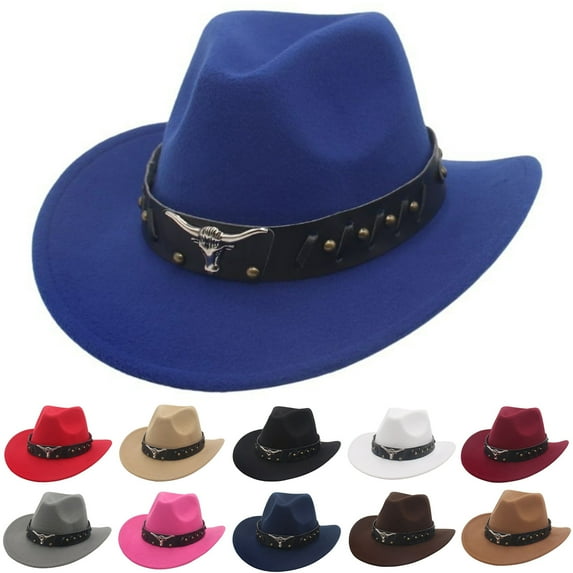 Gothic Cowboy Hat, Black Felt Hat with Metal Bull Skull & Rivets, Edgy ...