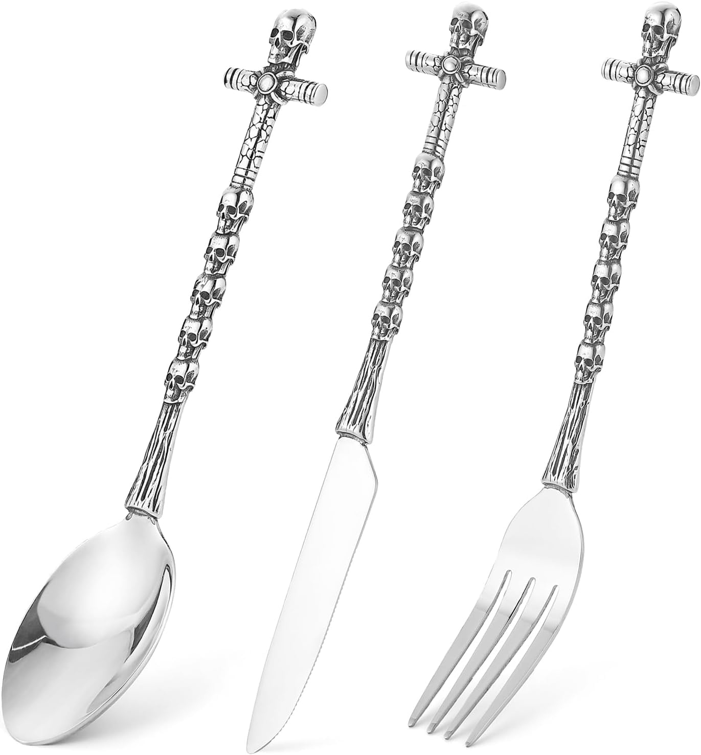Gothic Cross Flatware Set: Stainless Steel Dinner Knife, Fork, Soup ...