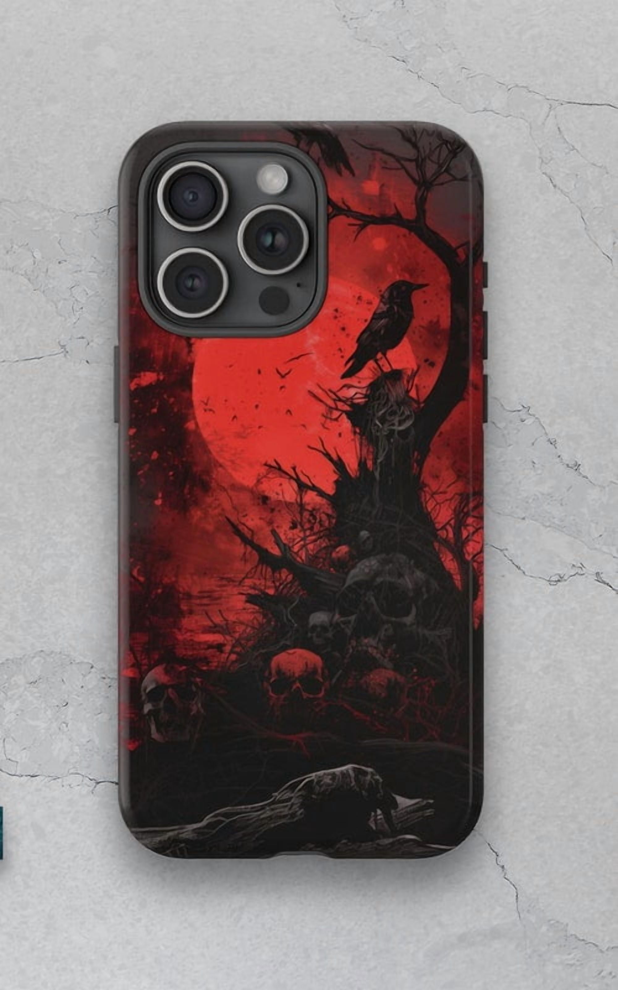 Gothic Crow and Dark Art Durable Protective Phone Case for iPhone 12 to ...