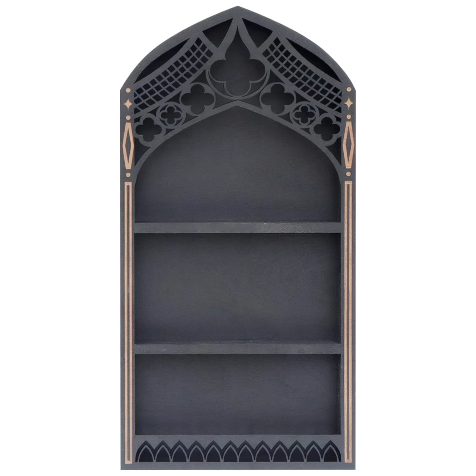 Gothic Crystal Shelf Display, Wooden Decorative Four-Leaf Clover French ...