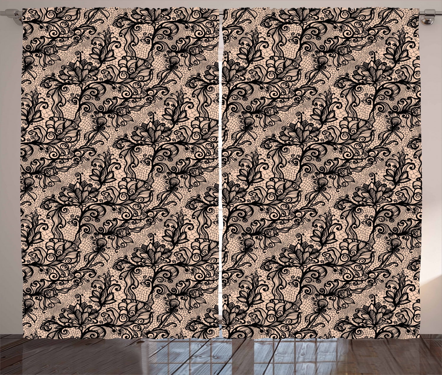 Ambesonne Gothic Curtains 2 Panel Set, Nature Inspired Feminine, 108" x ...