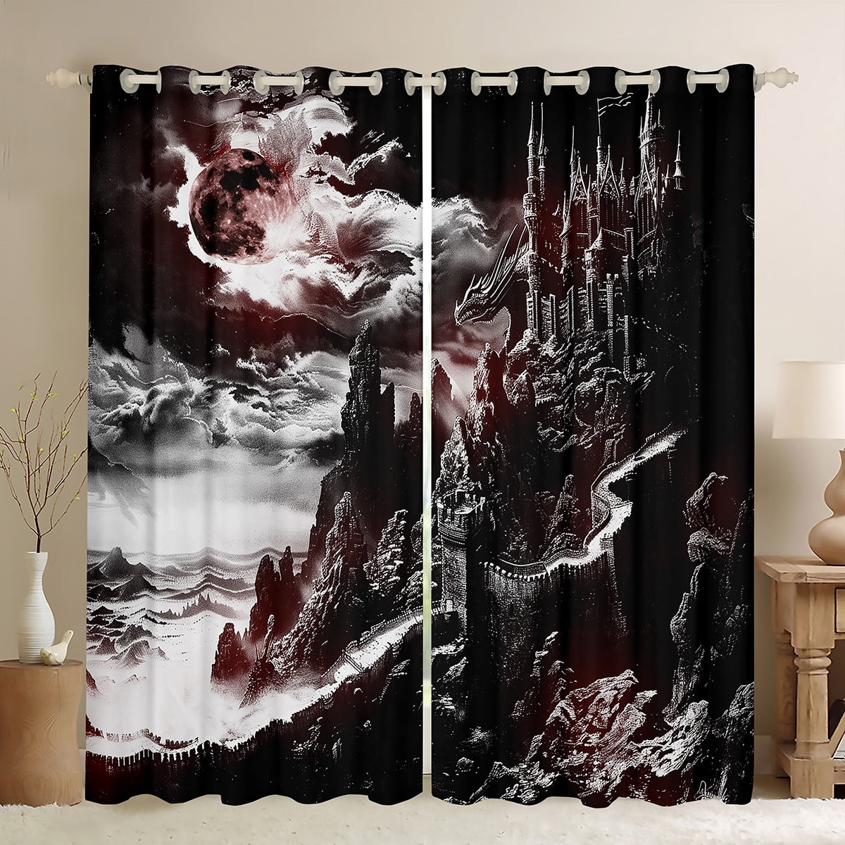 Gothic Curtains & Drapes Dragon 30%-50% Blackout Curtains Fantasy ...