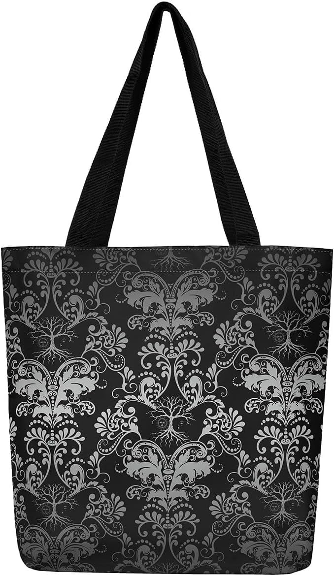 Gothic Damask Canvas Tote Bag Halloween Bat Travel Toiletry Bag ...