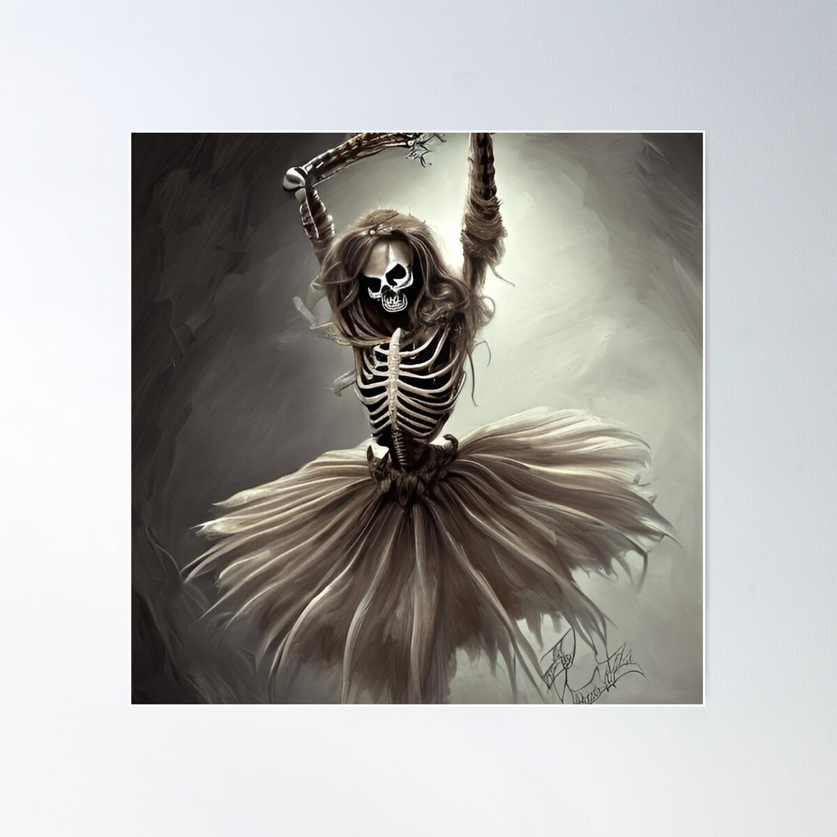 Gothic Dancing Ballet Skeleton Poster Wall Art, Modern Wall Decor For ...
