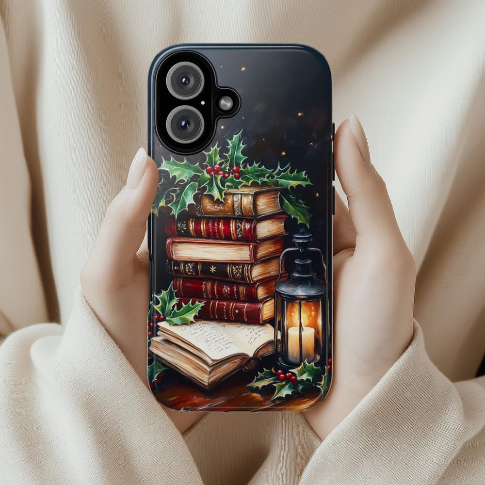 Gothic Dark Academia Holiday Bookshelf Phone Case with iPhone 17 to 11 ...