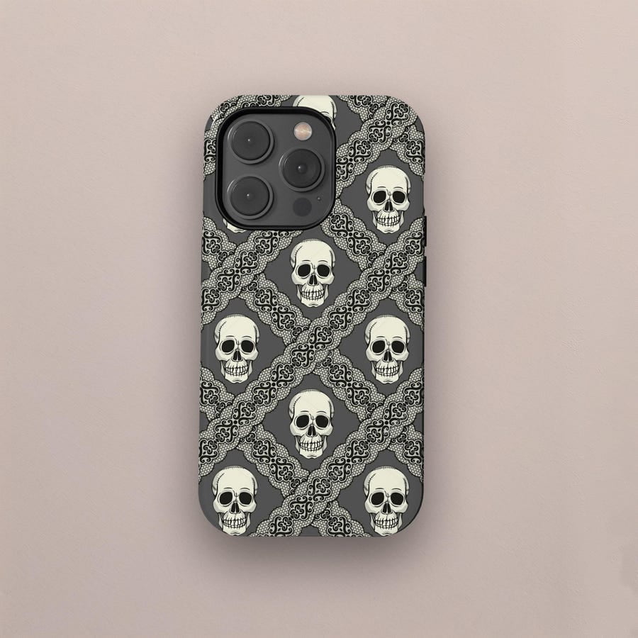Gothic Dark Academia Skeleton Phone Case with iPhone 17 to 11 Pro Max ...