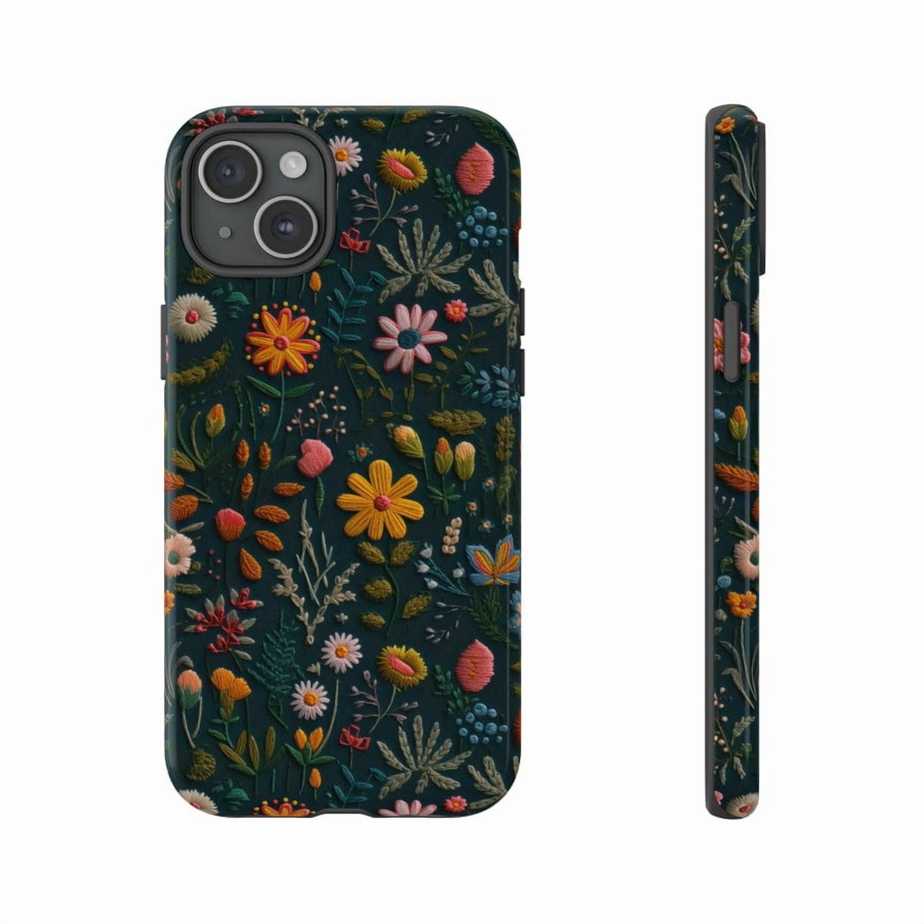 Gothic Dark Green Floral Cottagecore Phone Case with iPhone 17 to 11 ...