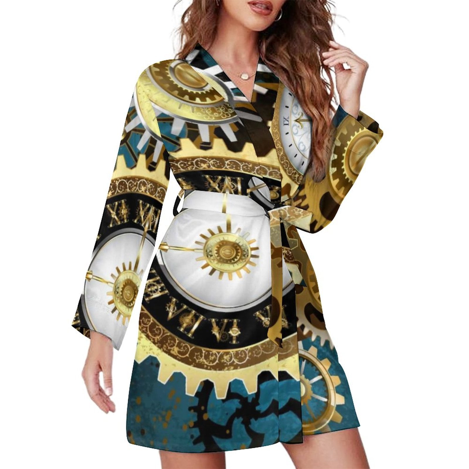 Gothic Dark Roses Pajama Robe Sugar Skull Print Long Sleeve Pajamas ...