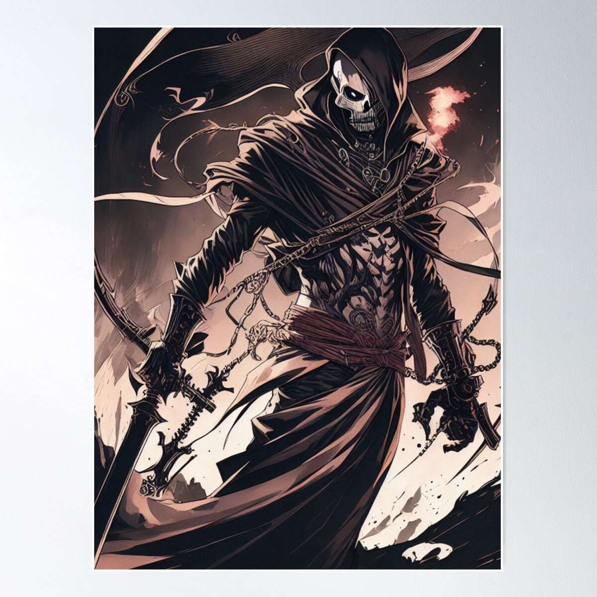 Gothic Dark Skeleton Art Print For Sale Poster Wall Art, Modern Wall ...