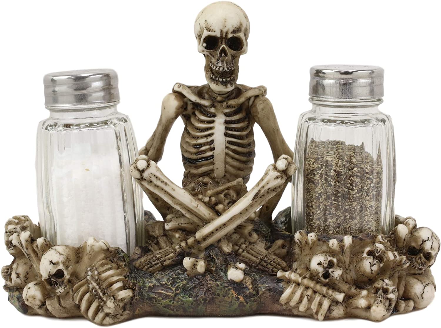 Gothic Day Of The Dead Graveyard Garnish Meditating Skeleton Seated On ...