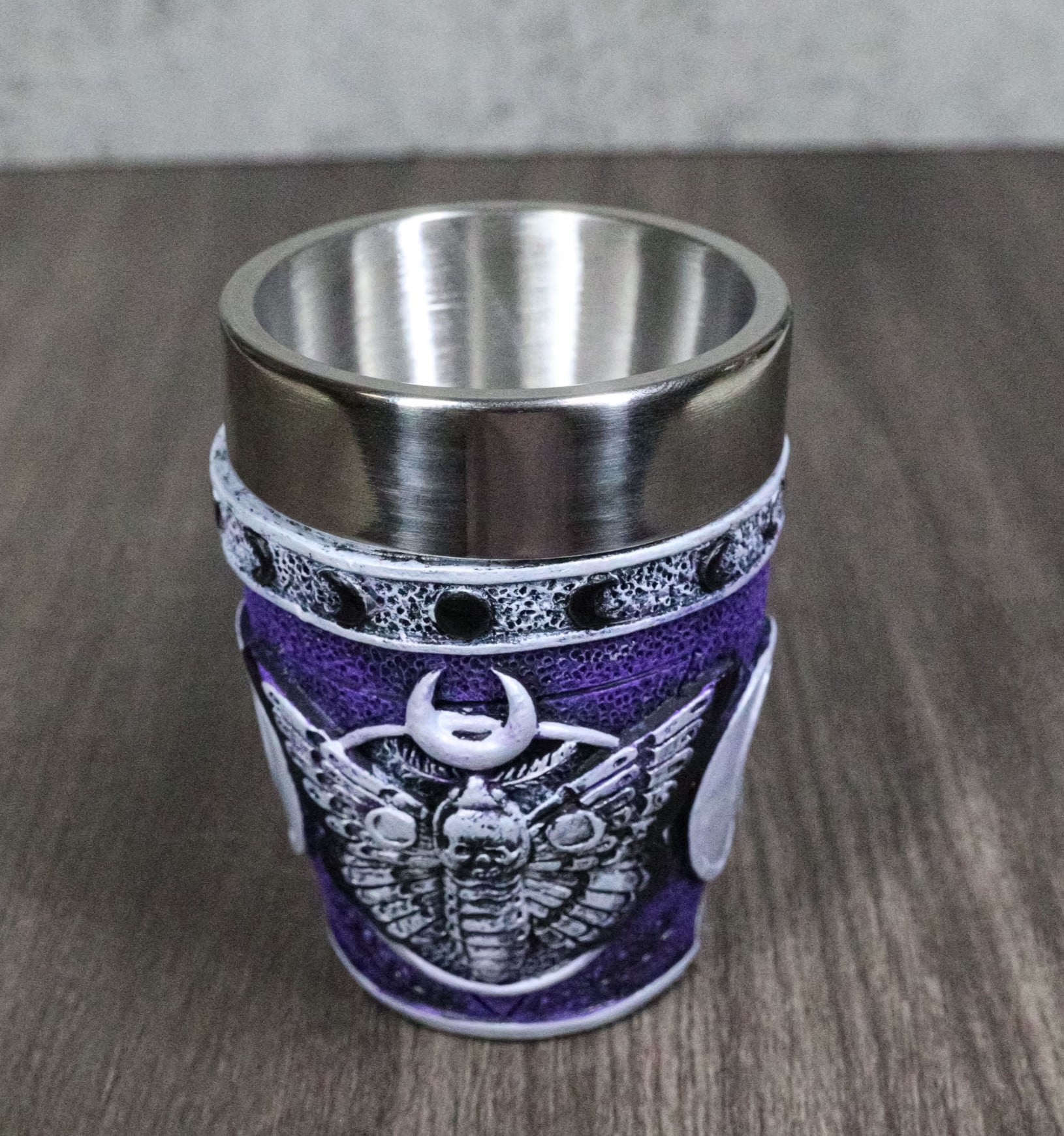 Gothic Death Moth Triple Moon Arcane Skull Shot Glasses Set Of 4 ...