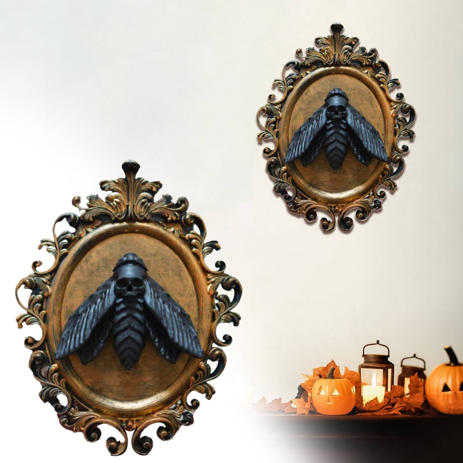 Gothic Death Moth Wall Decor,Retro Wall Sculptures,Black Resin Wall Art ...