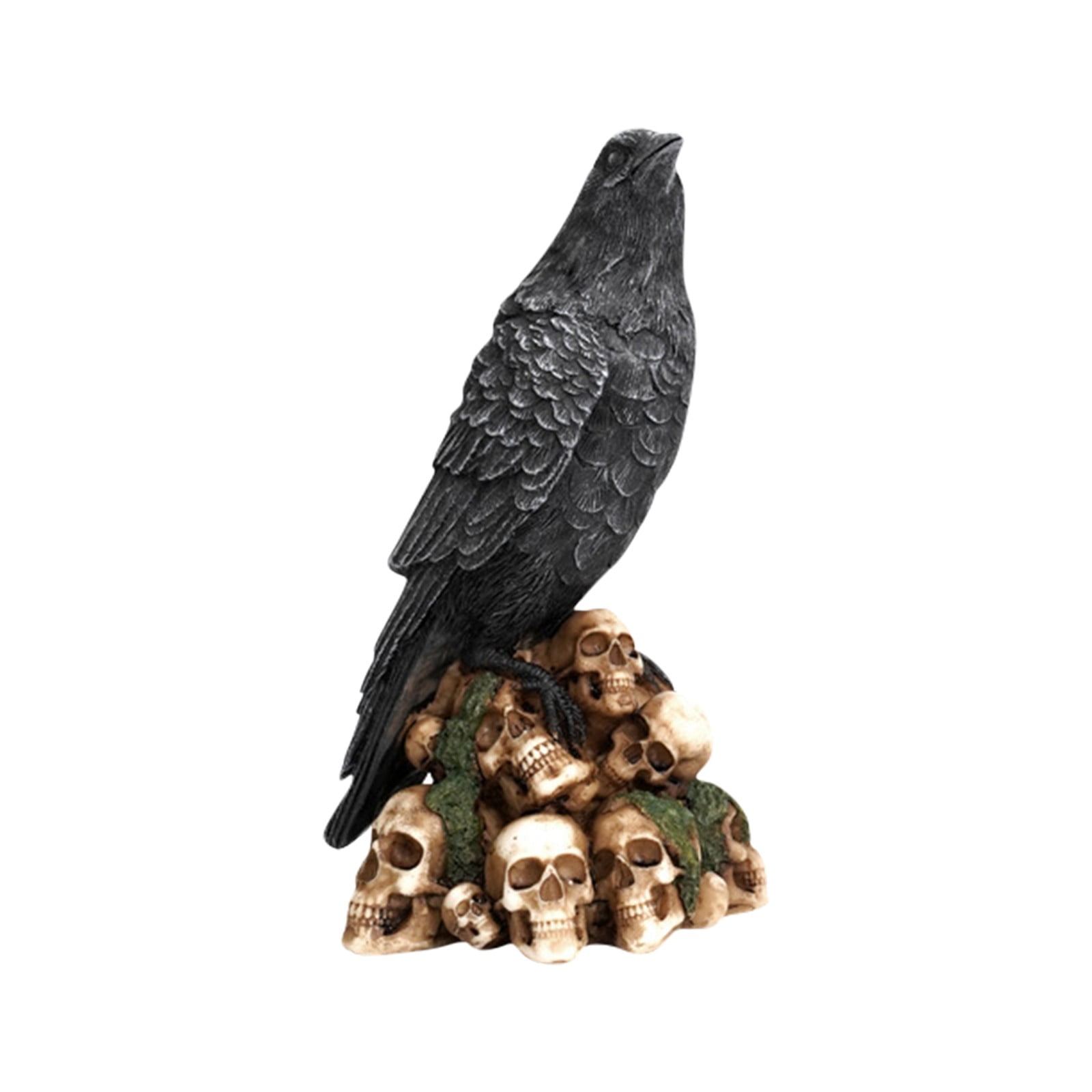 Gothic Decor Crow On Skulls Statue Raven Perched On Skull Pile Figurine ...