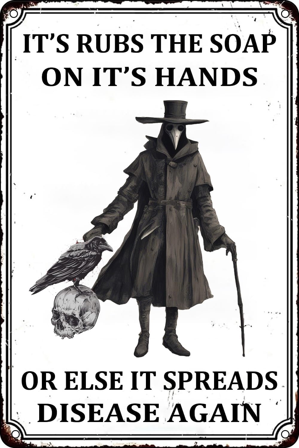 Gothic Decor Wash Your Hand Plague Doctor Metal Sign Plague Doctor Art ...