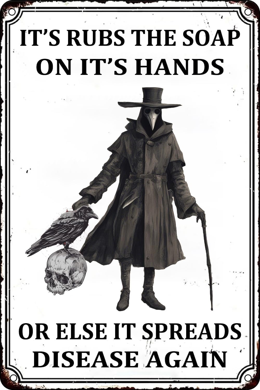 Gothic Decor Wash Your Hand Plague Doctor Metal Sign Plague Doctor Art ...